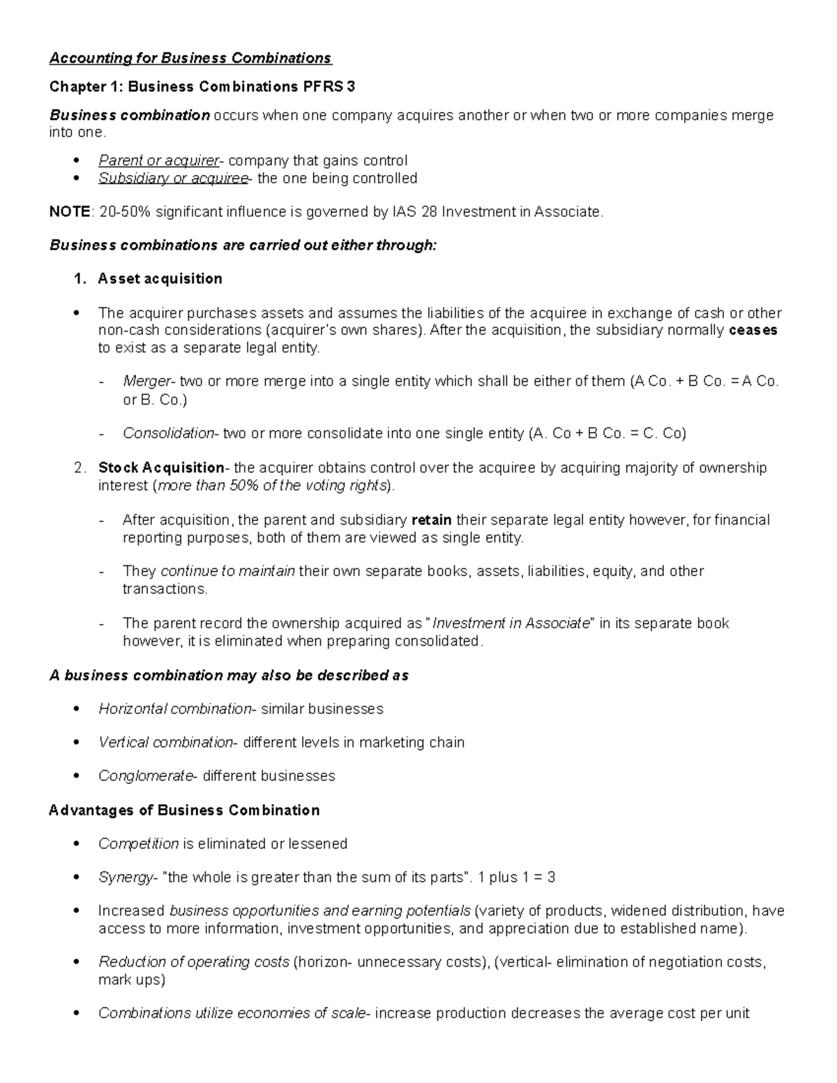 Business Combinations Prelims - Accounting for Business Combinations ...