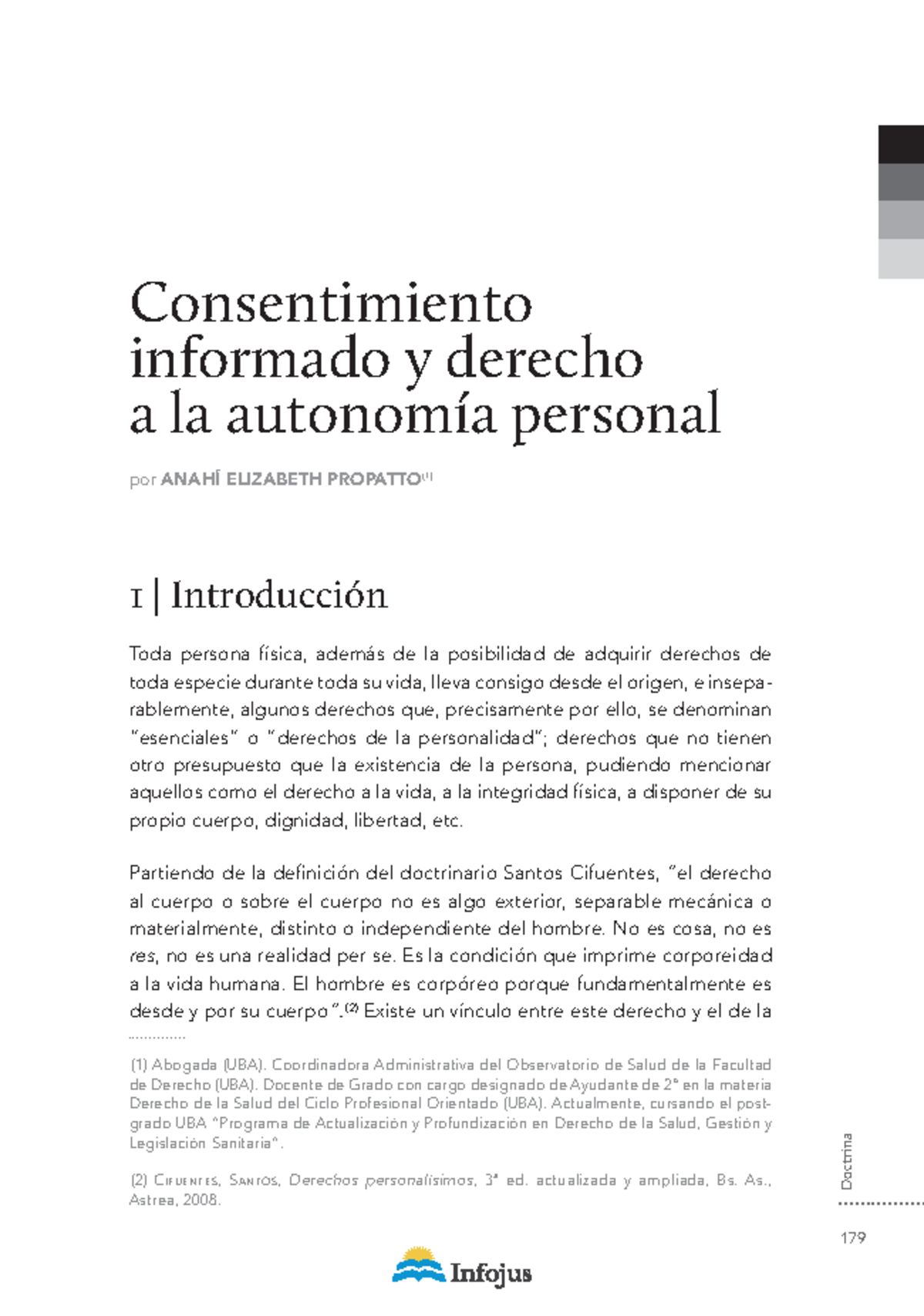 Derecho a la Autonomía - Doctrina Consentimiento informado y derecho a ...