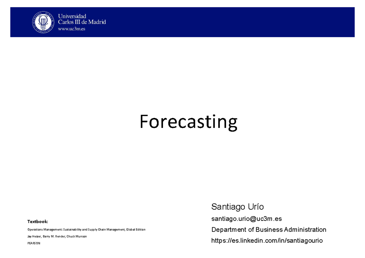 Forecasting v2023 short 1 - Forecasting Textbook: Operations Management ...
