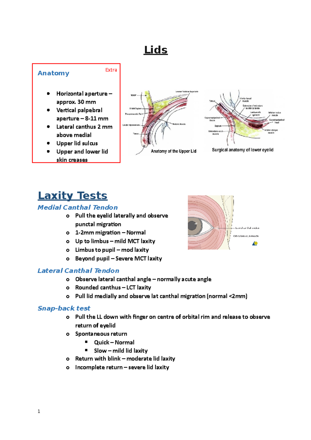 Lids disorders c - Lids Anatomy Horizontal aperture – approx. 30 mm ...