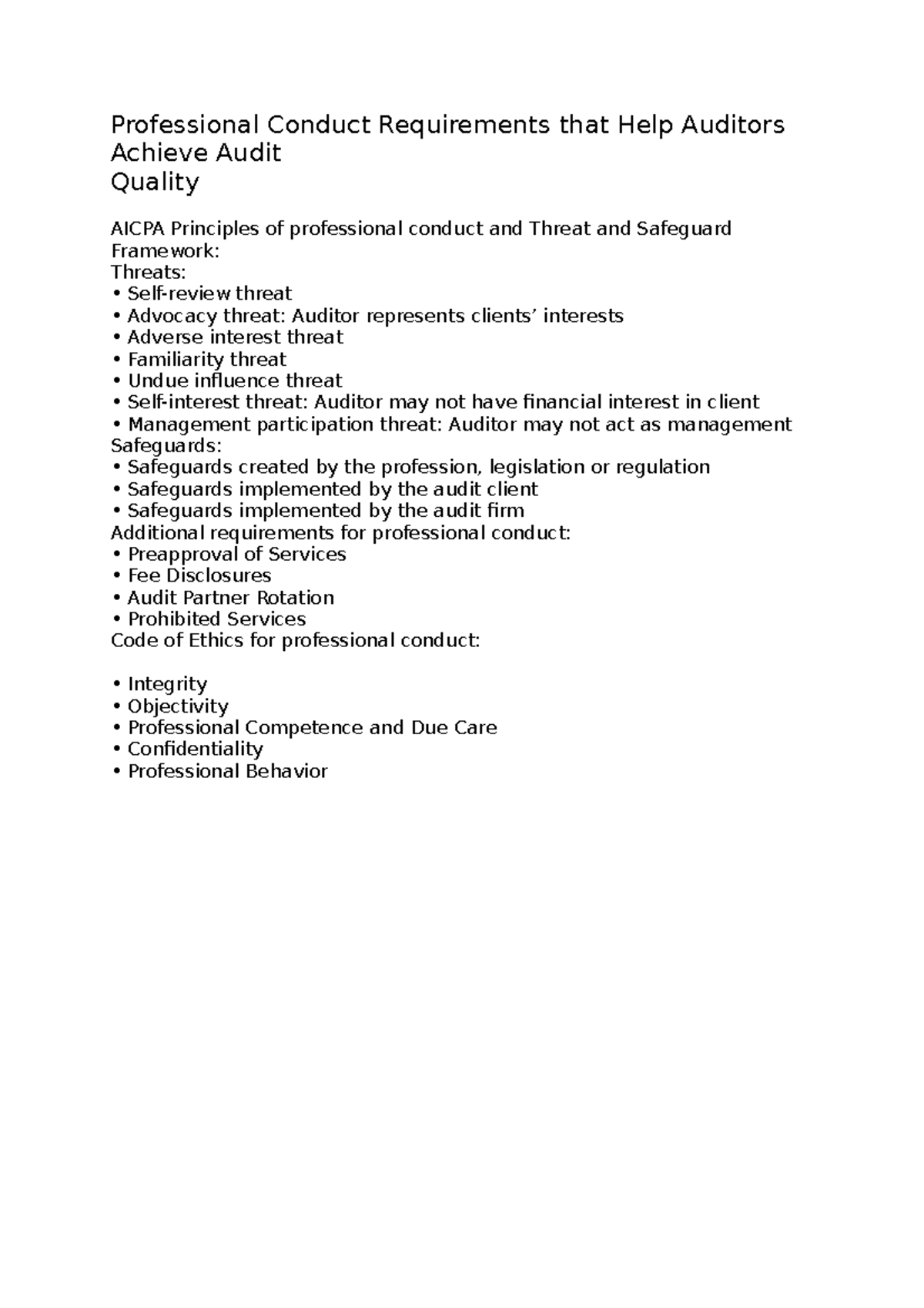 Professional Conduct Requirements that Help Auditors Achieve Audit ...