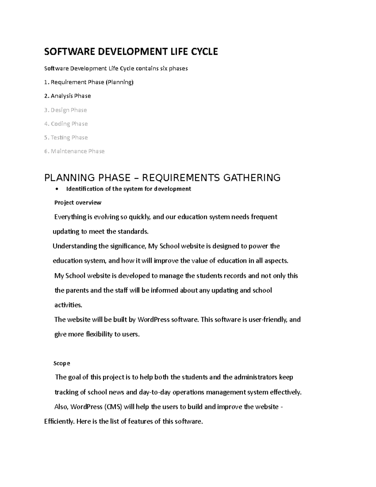 SDLC-Template - Report CMS- DESIGING A WEBSITE BY USING WORDPRESS ...
