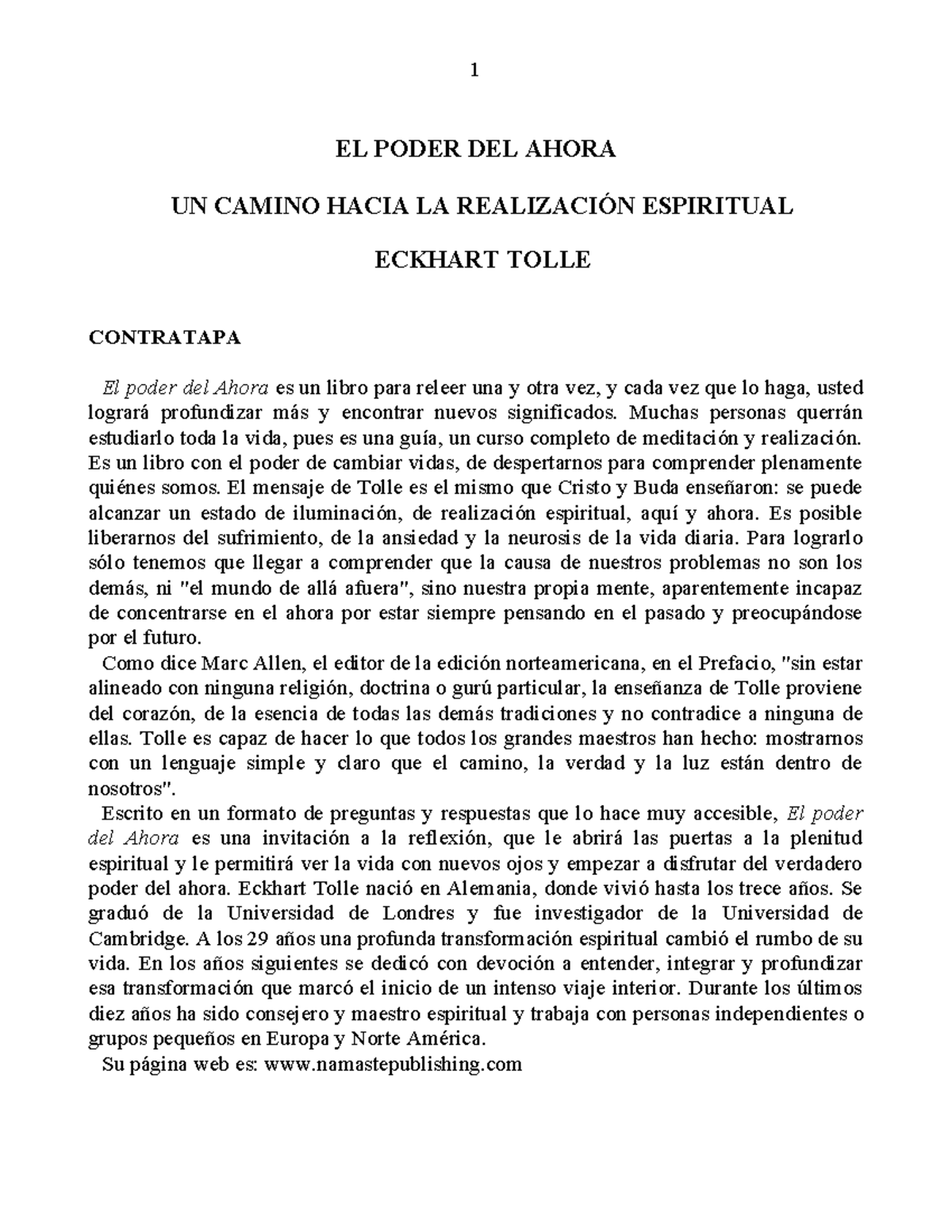 El Poder del Ahora-Eckhart Tolle en work - EL PODER DEL AHORA UN CAMINO ...