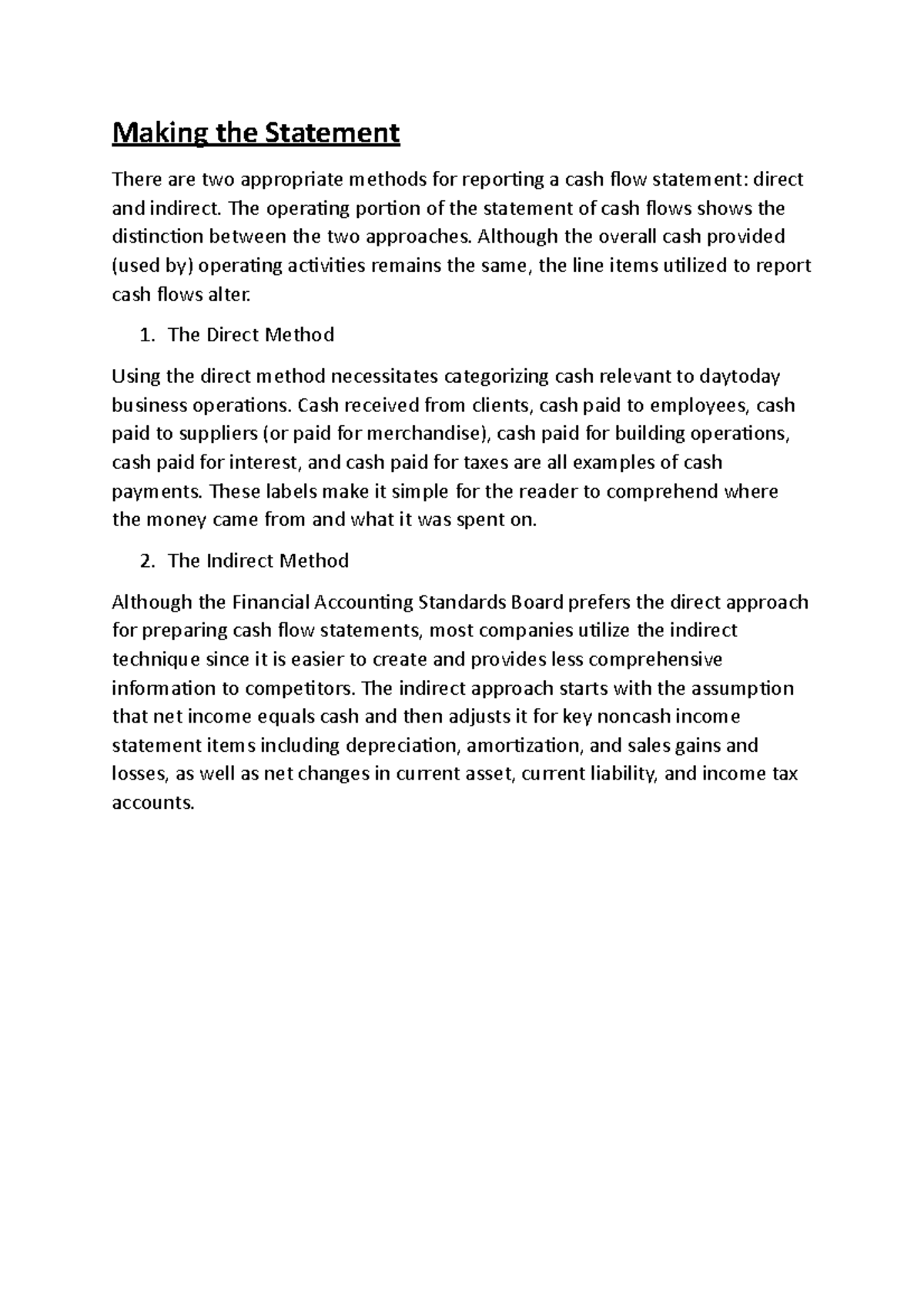 Making the Statement - Advanced Accounting Principles Notes for All ...