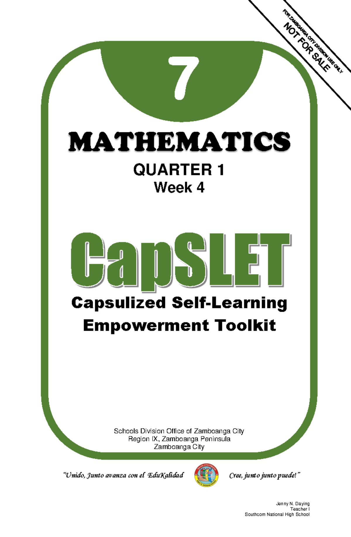 G7 Mathq 1W4 - Math - Jenny N. Daying Teacher I Southcom National High ...