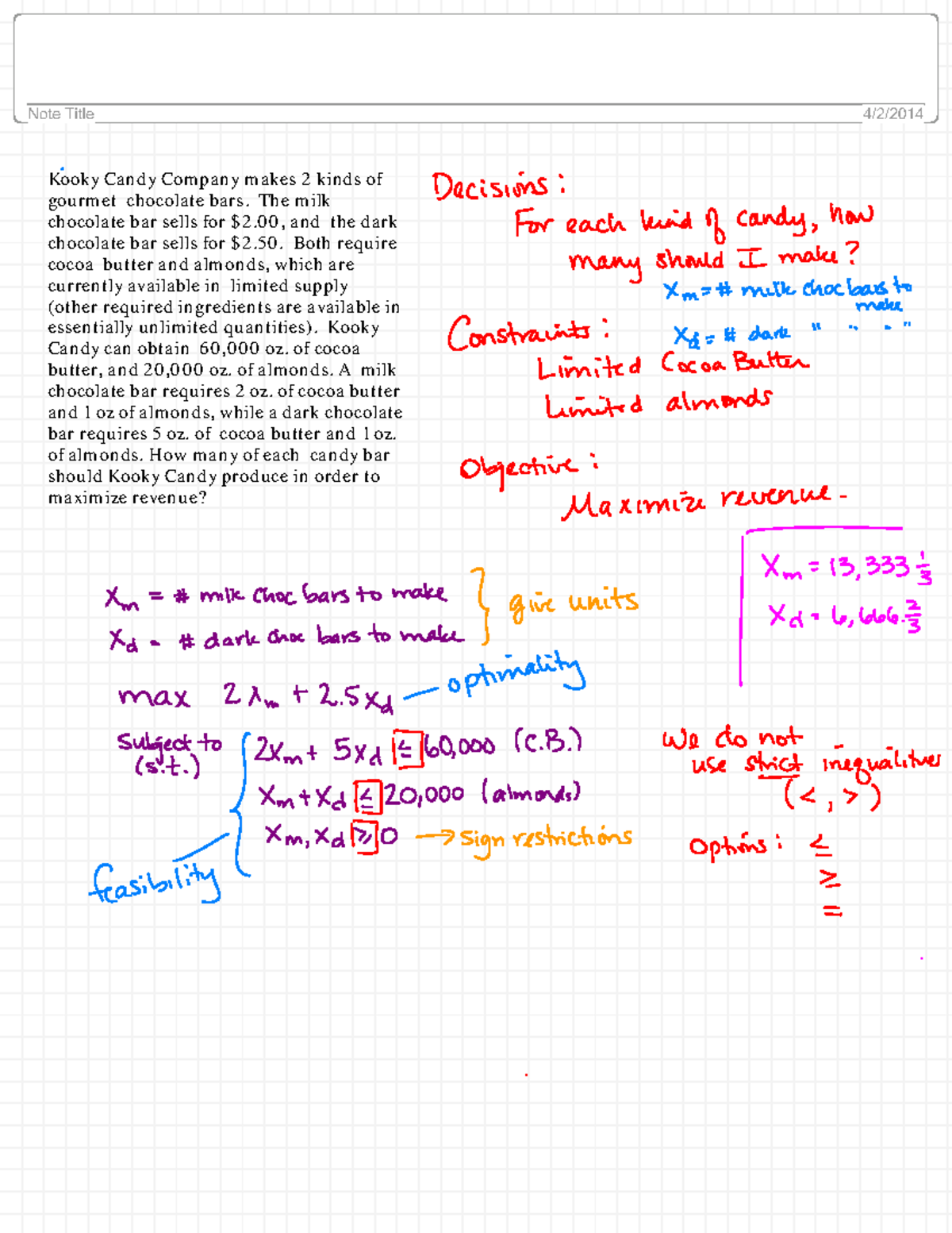 313day2 - Lecture notes day 2 - Deterministic Models & Optimization ...