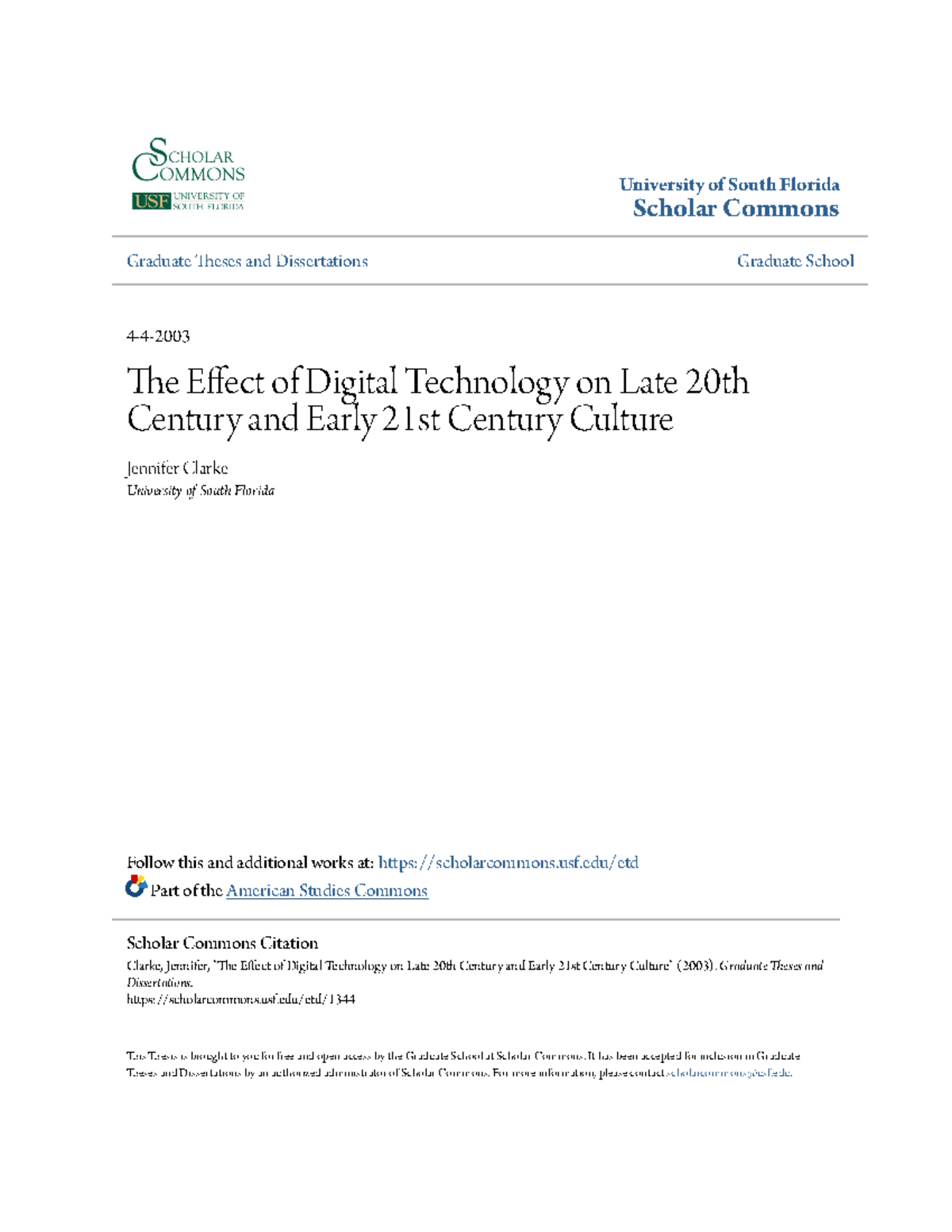 The Effect of Digital Technology on Late 20th Century and Early 2 ...