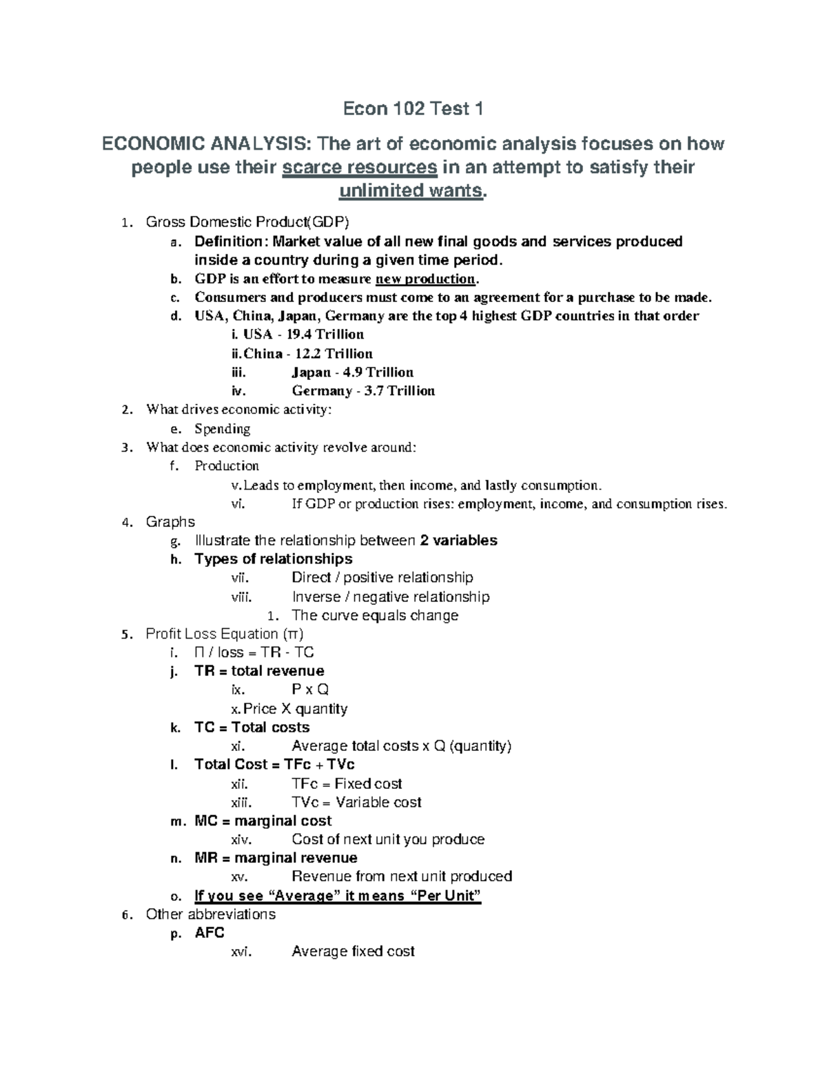 Econ 102 test 1 - Notes and study materials for test 1 - Warning: TT ...