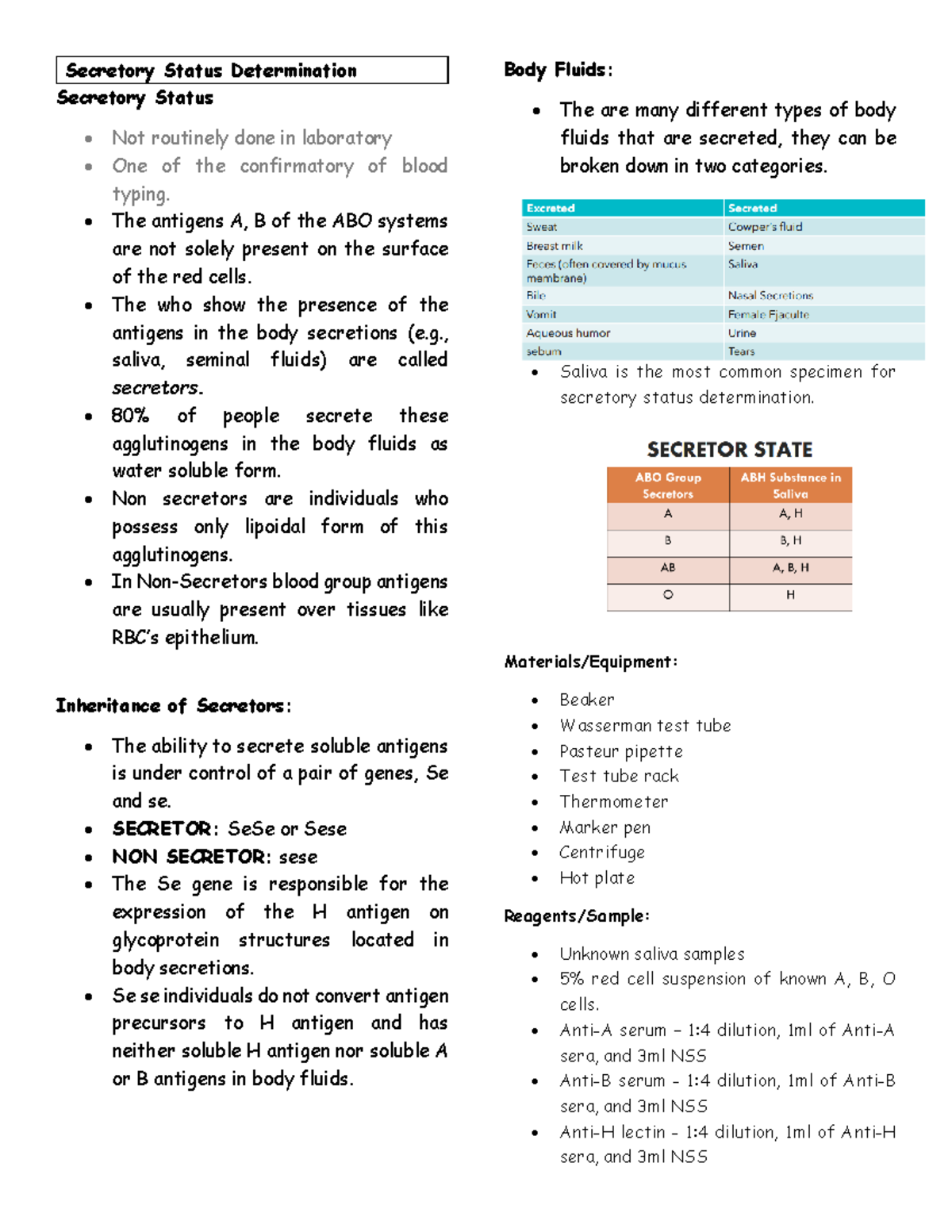 Secretory-Status-Determination - Secretory Status Determination ...