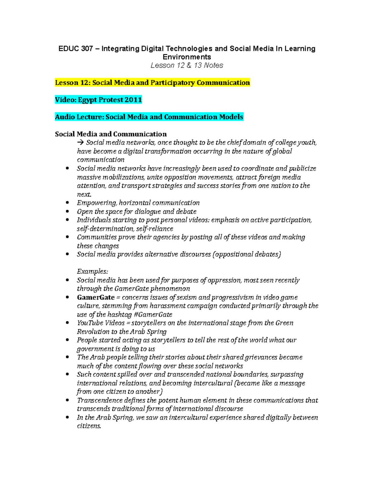 EDUC 307 Lesson 12 13 - chapter 12-13 summary notes - EDUC 307 ...