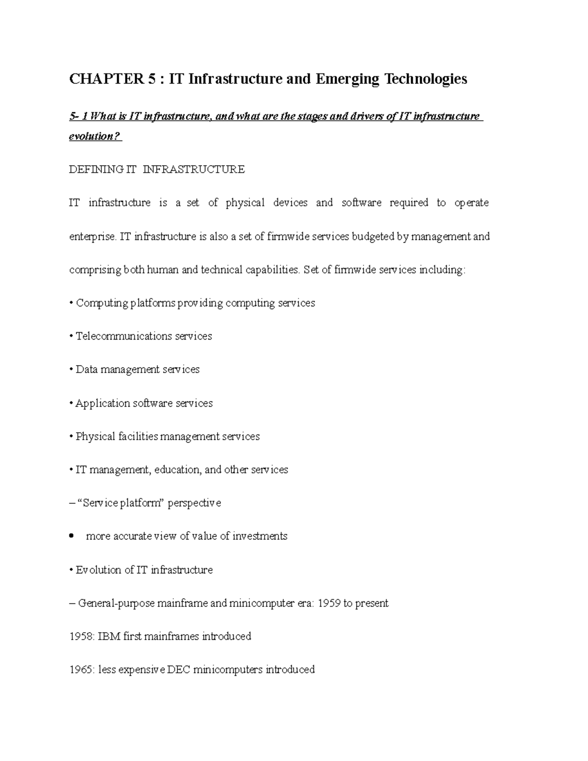 Chapter 5 - yes - CHAPTER 5 : IT Infrastructure and Emerging ...