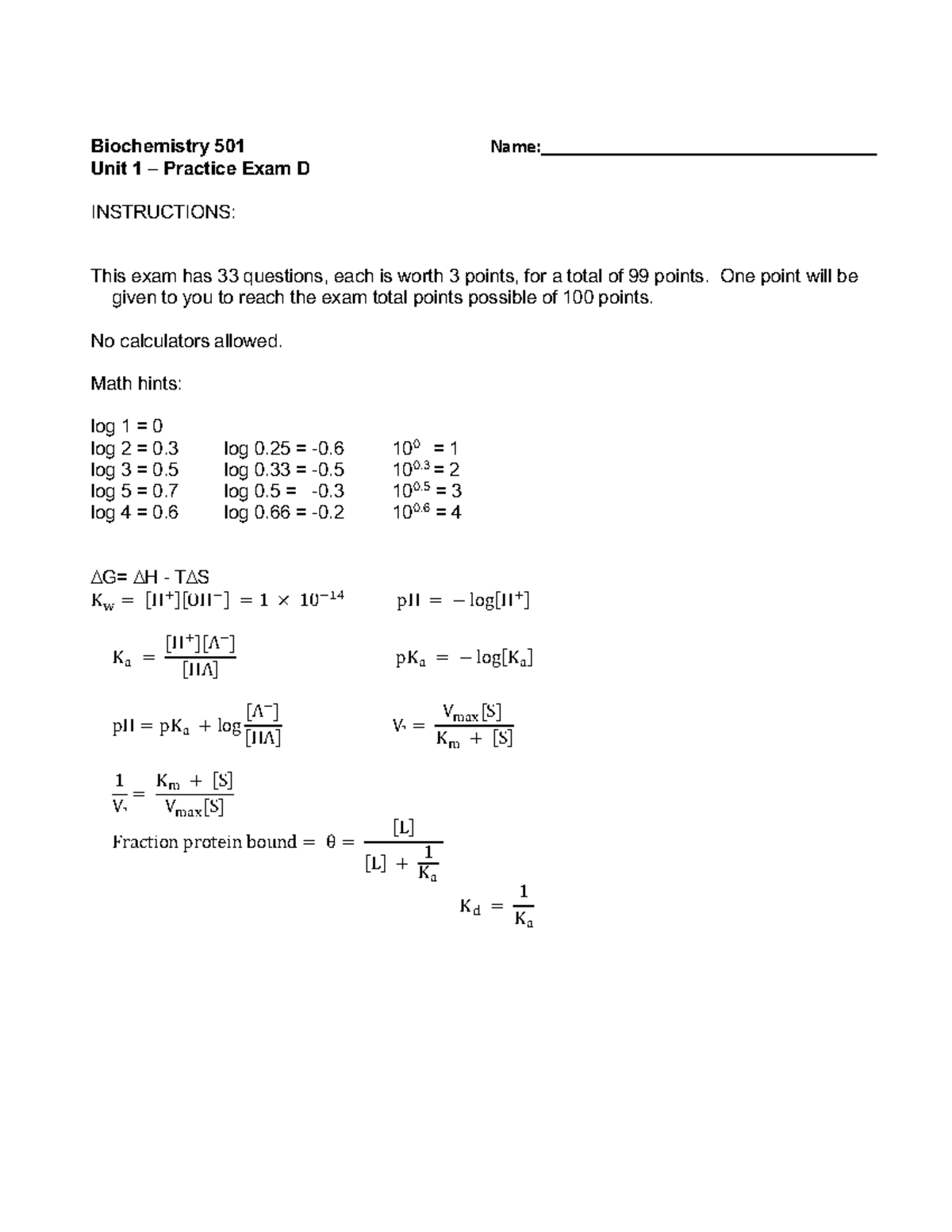 Practice Exam 4 - One point will be given to you to reach the exam ...