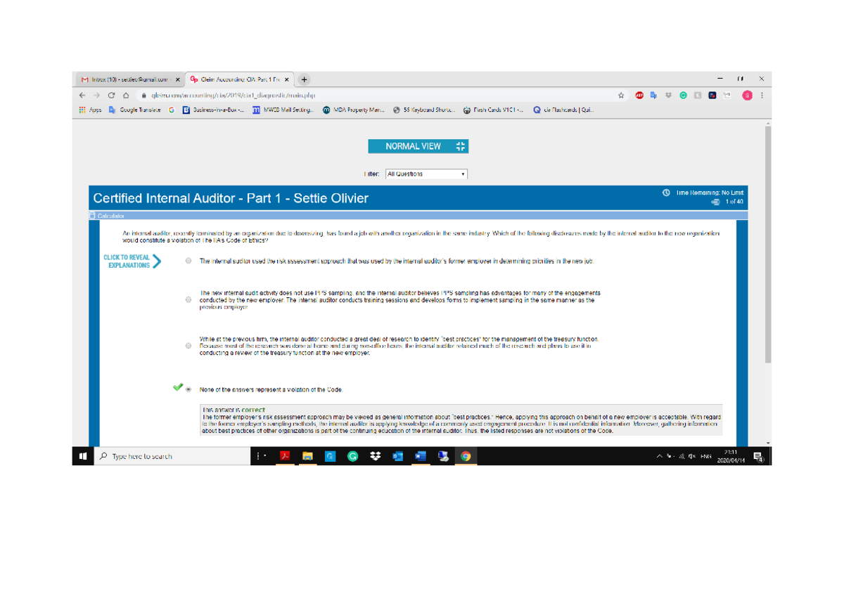 CIA Mock Exam Part 1 - 40 Questions - AUE4862 - Studocu