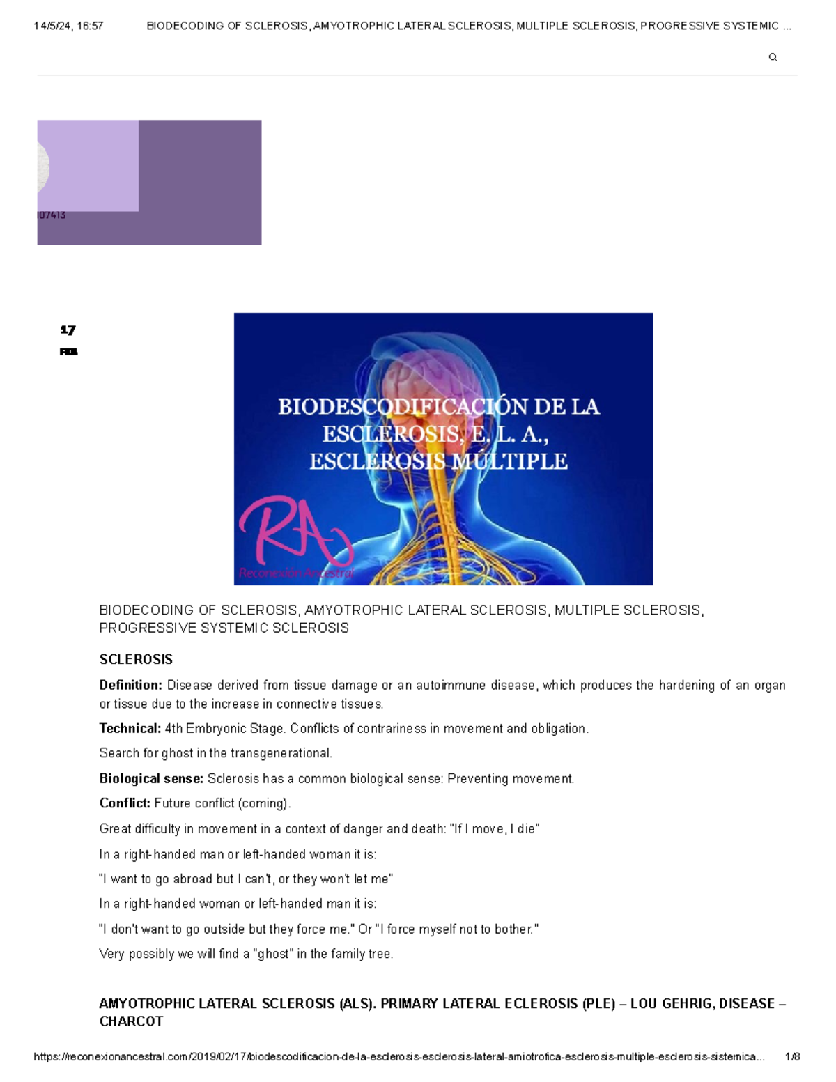 Biodecoding OF Sclerosis, Amyotrophic Lateral Sclerosis, Multiple ...
