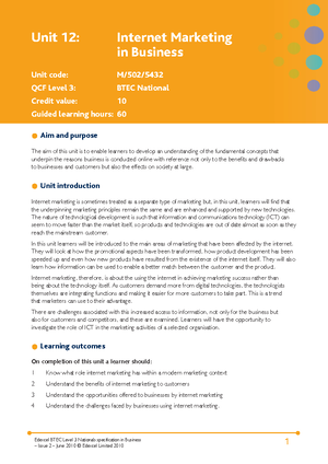 Unit 3 Introduction to Marketing Issue 2 - Unit 3: Introduction to ...