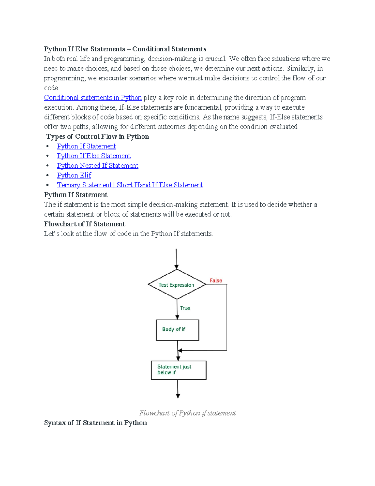 Python unit ii - Python If Else Statements – Conditional Statements In ...