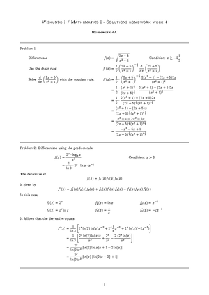Wiskunde1 - Regels differentiëren - Differentiëren en integreren ...