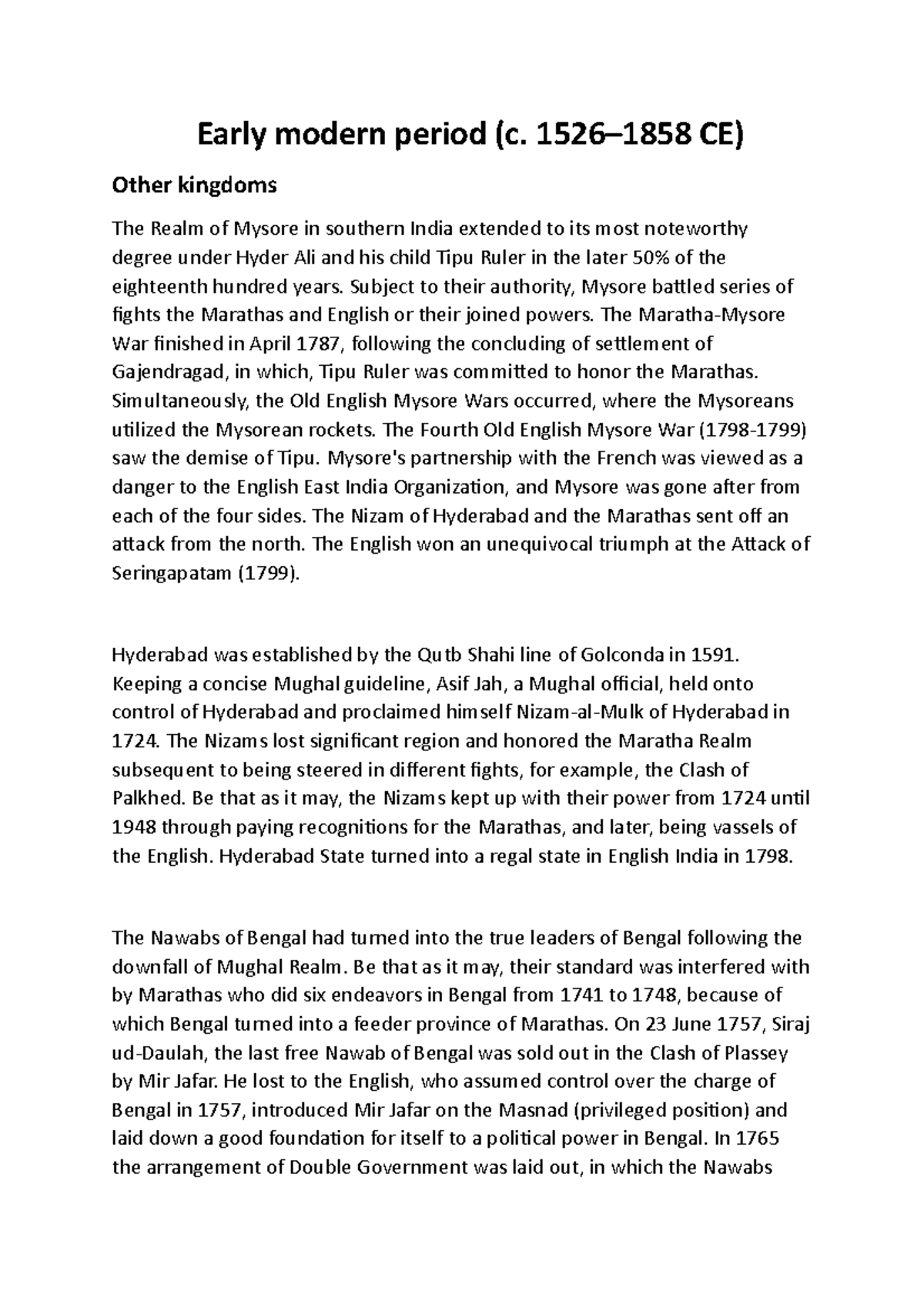 Early modern perio 2 - Ifah - Early modern period (c. 1526–1858 CE ...