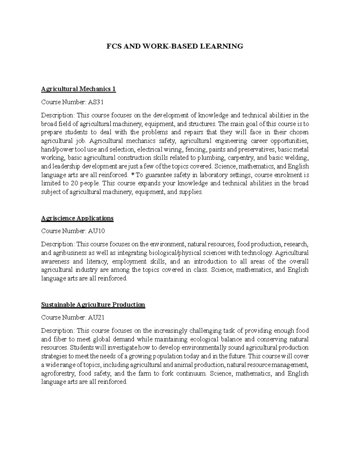 FCS AND WORK - Family and Consumer Science - FCS AND WORK-BASED ...