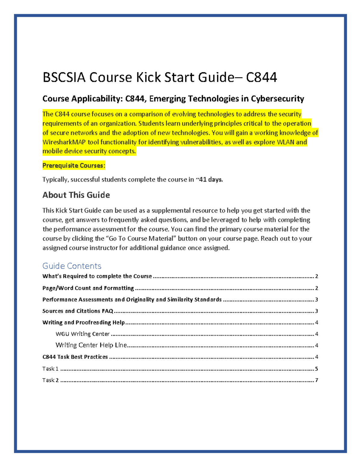 Course Kick Start C844 PDF - BSCSIA Course Kick Start Guide– C84 4 ...