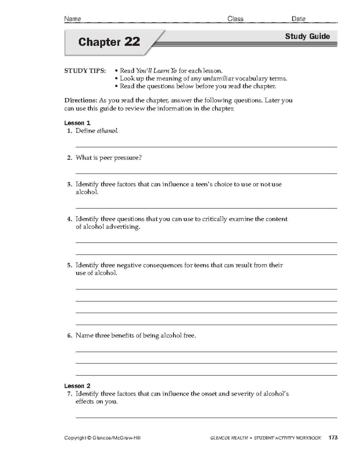 Study Guide 22 NEW - yes - STUDY TIPS: • Read You’ll Learn To for each ...