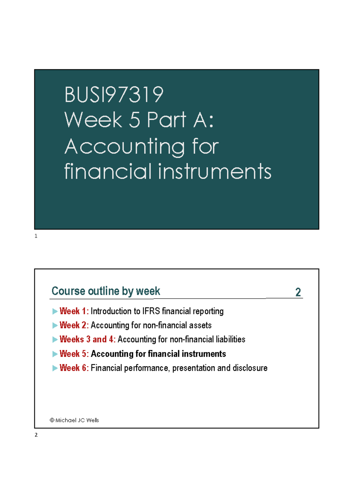 FA Week 5 Part A (2024) Financial Instruments (Liabilities) Before ...