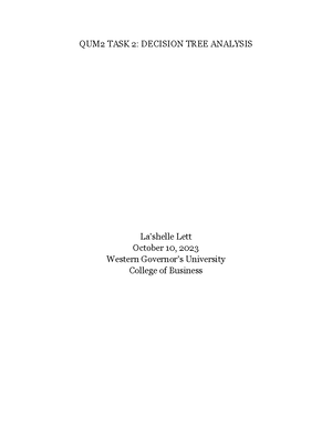 C207 Task 2 WGU - C 207 Task Two, you'll have to run your own numbers ...