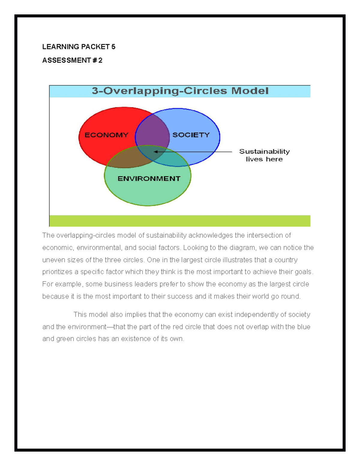 Learning Packet 5 Assessment # 2 - LEARNING PACKET 5 ASSESSMENT # 2 The ...