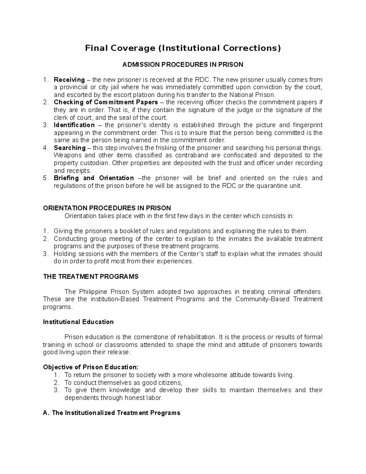 Final Insti Corr Module 2 - Final Coverage (Institutional Corrections ...