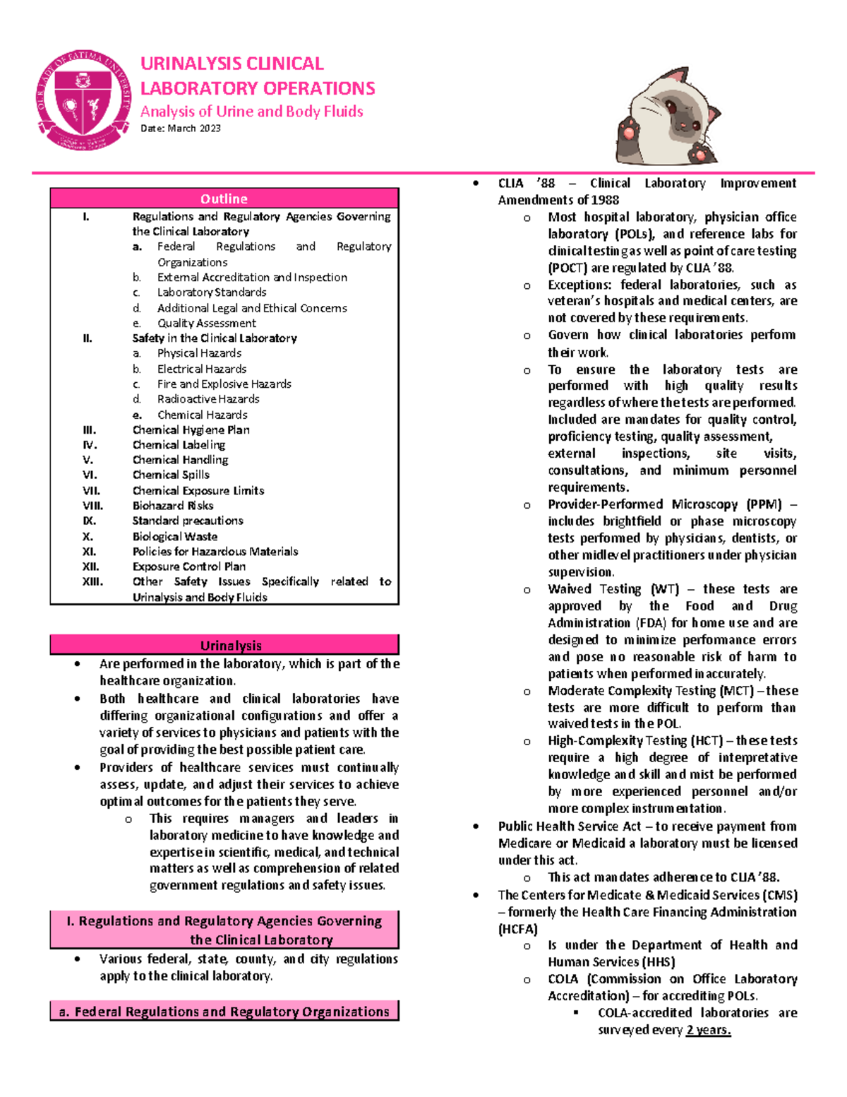 Antazo AUB F - AUBF LECTURE N0TES - URINALYSIS CLINICAL LABORATORY ...