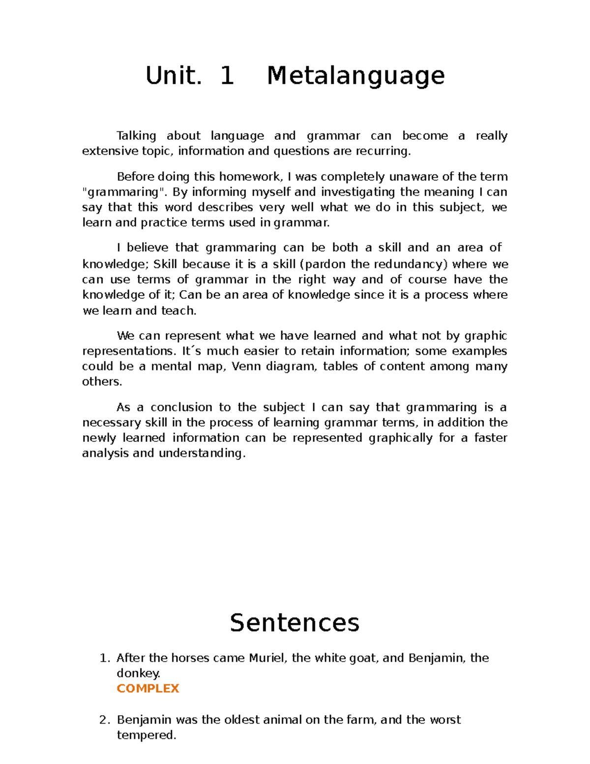 Metalanguage - Concept and phrases. - Unit. 1 Metalanguage Talking ...