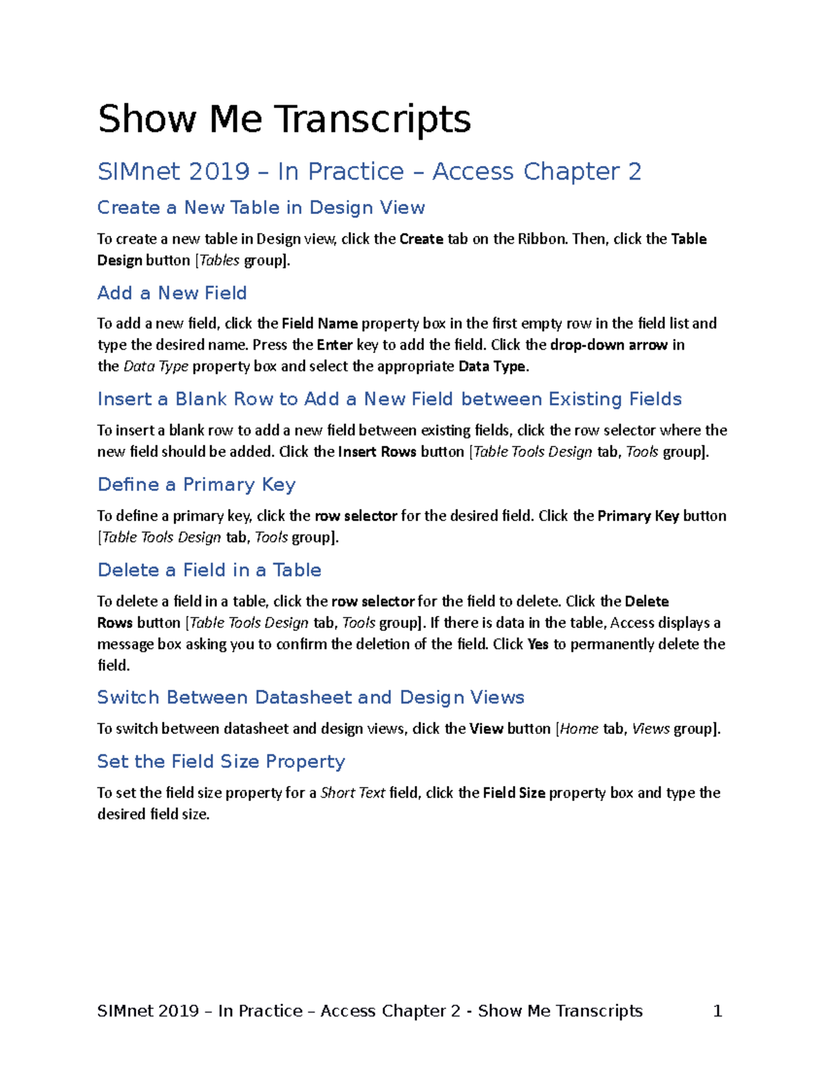 SM Transcripts In Practice Access Chapter 02 - Show Me Transcripts ...