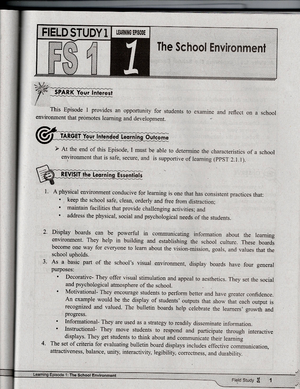 Field Study 01, Episode 04 - FIELD STUDY1 LEARNING EPISODE Learner ...
