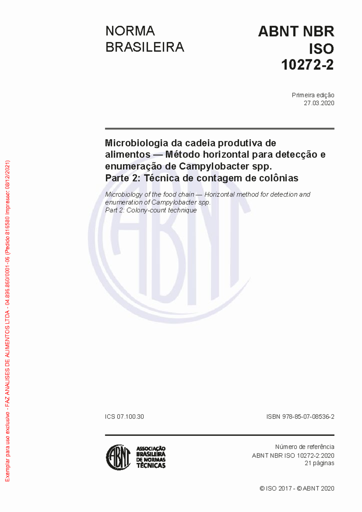 ISO 10272 Campylobacter - Número de referência 21 páginas © ISO 2017 ...