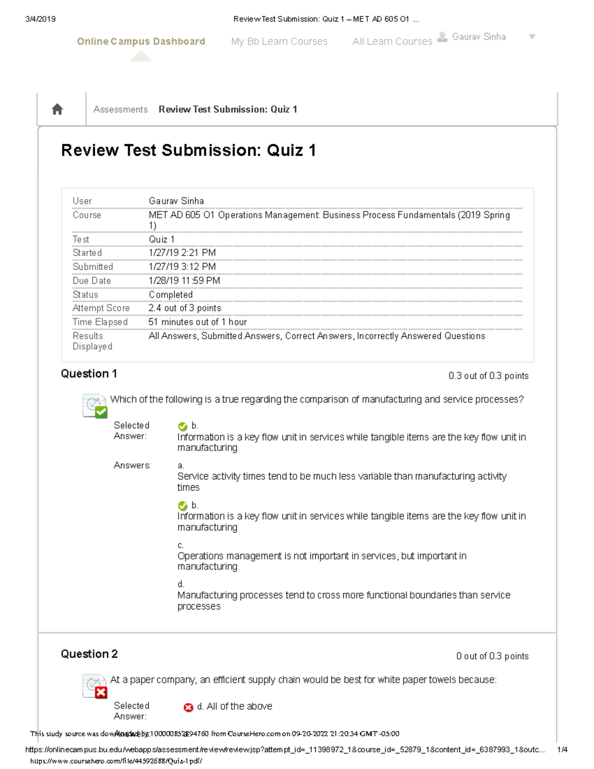 Quiz 1 - ··· - - Studocu