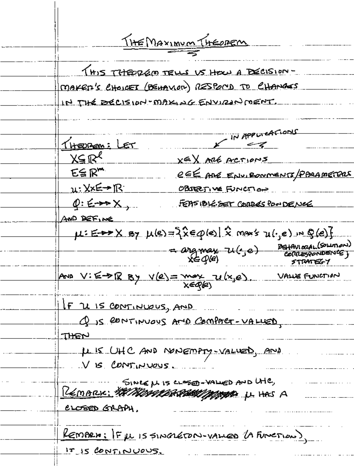 Lecture notes, lecture 10 - Maximum theorem - THE MAXIMUM THEOREM THIS ... Lecture notes, lecture 10 - Maximum theorem - THE MAXIMUM THEOREM THIS ...