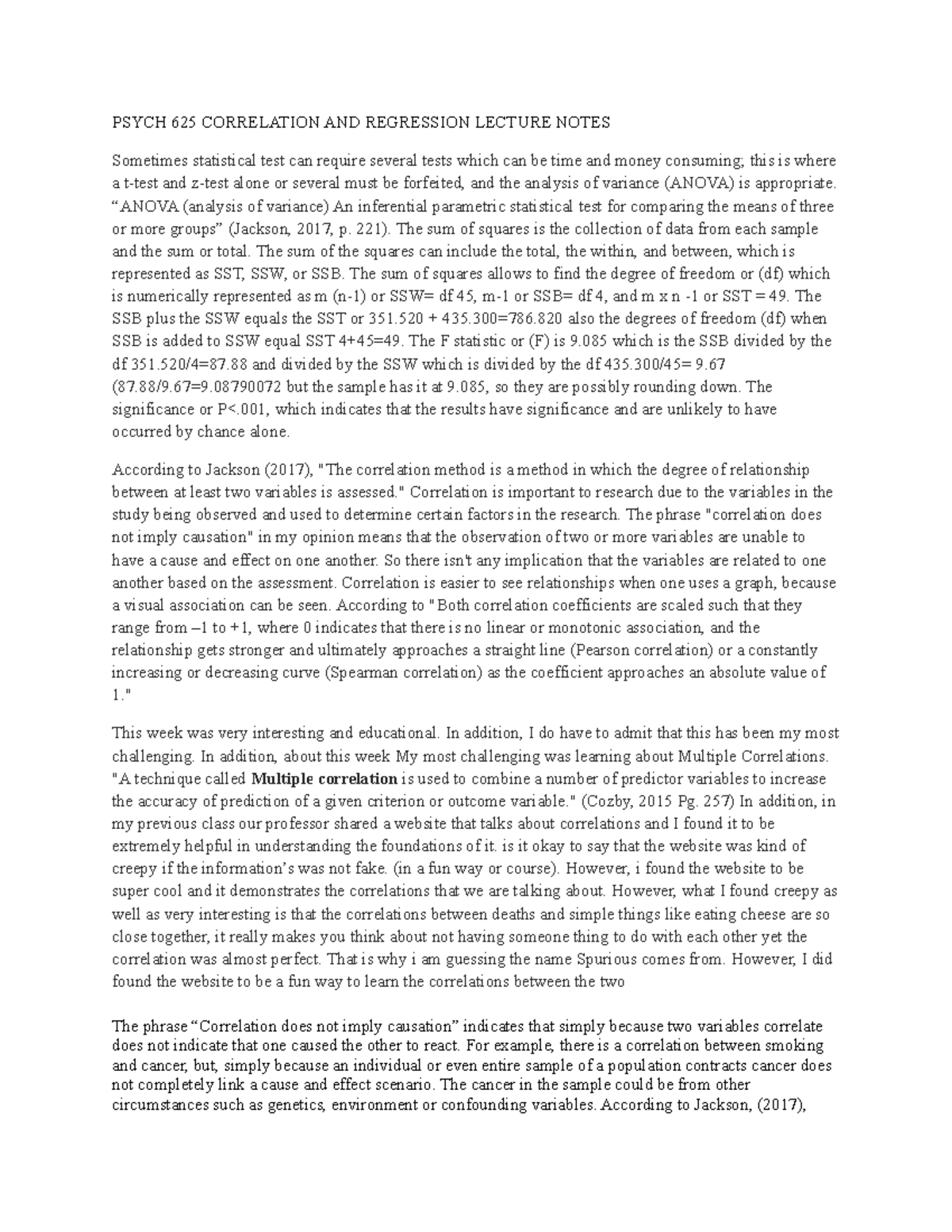 PSYCH 625 Correlation AND Regression Lecture Notes - PSYCH 625 ...