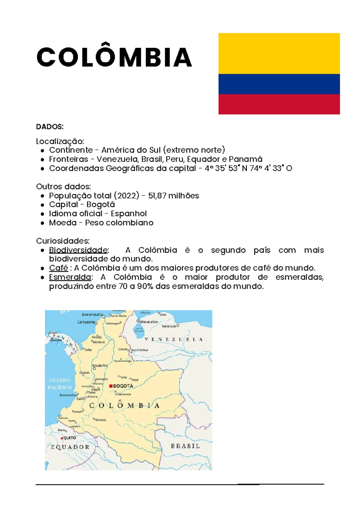 Colombia- informação - Algumas informações base sobre o País - COLÔMBIA ...