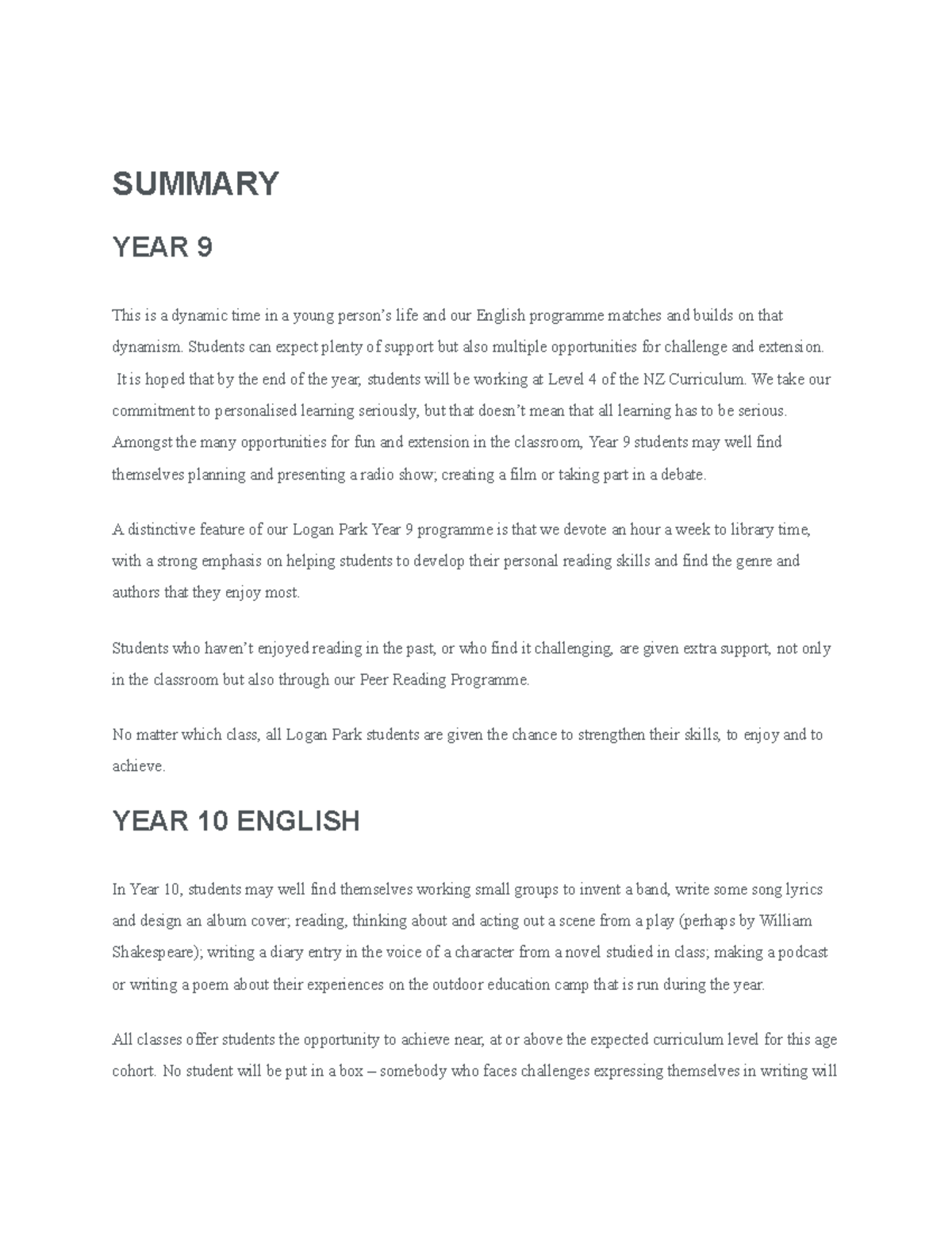 Summary- English and Media - SUMMARY YEAR 9 This is a dynamic time in a ...