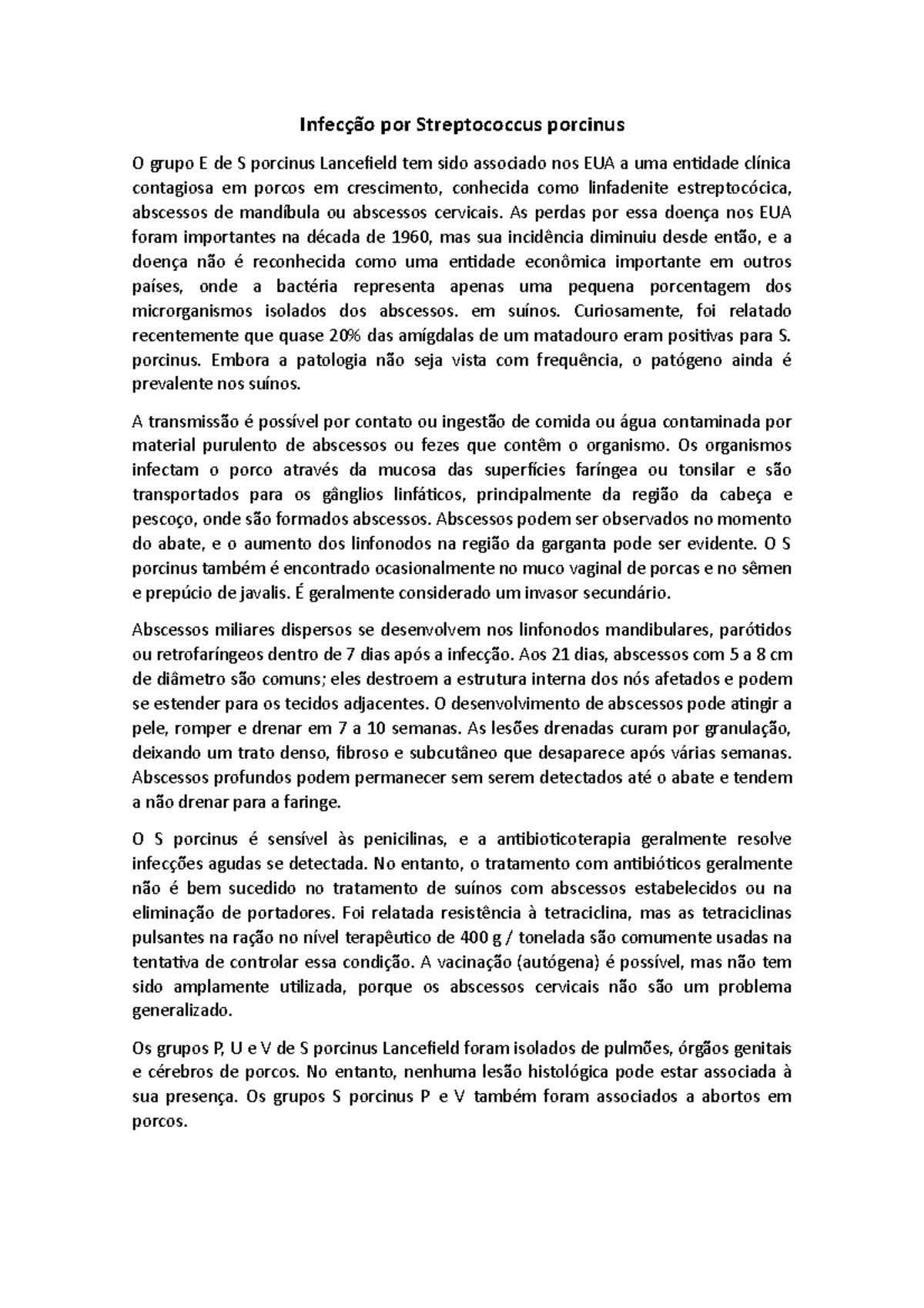 Infecção por Streptococcus porcinus - As perdas por essa doença nos EUA ...