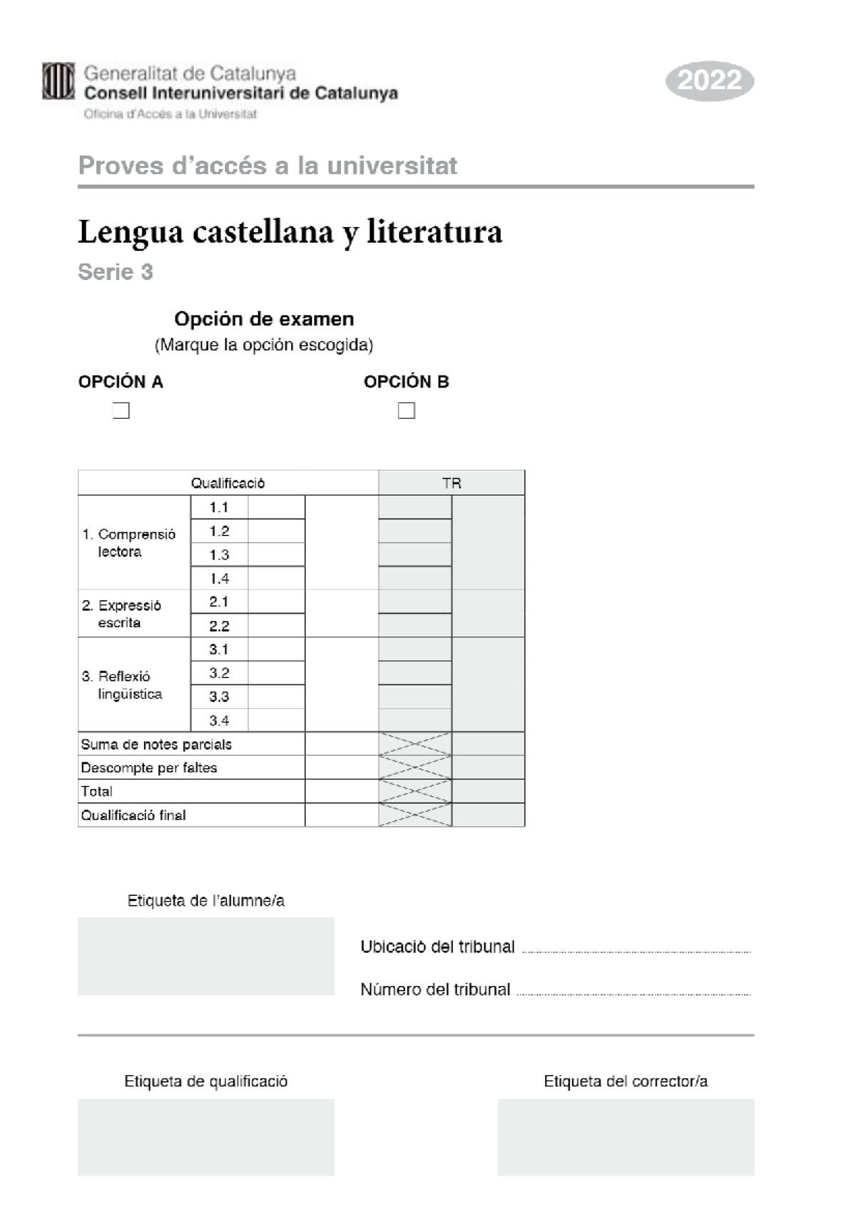 Examen de Llengua Castellana Setembre 2022 Selecat - Lengua Castellana y Literatura - Studocu