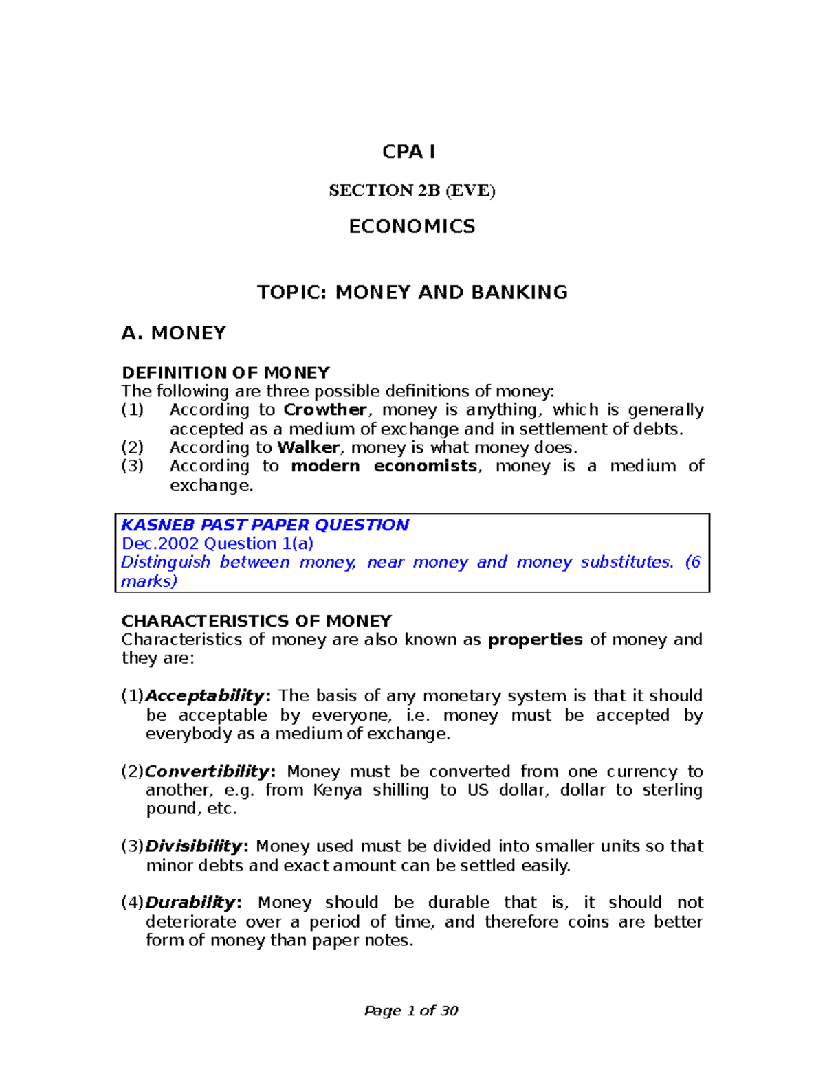Money AND Banking-Ed 4 - Prof.simwa - CPA I SECTION 2B (EVE) ECONOMICS ...