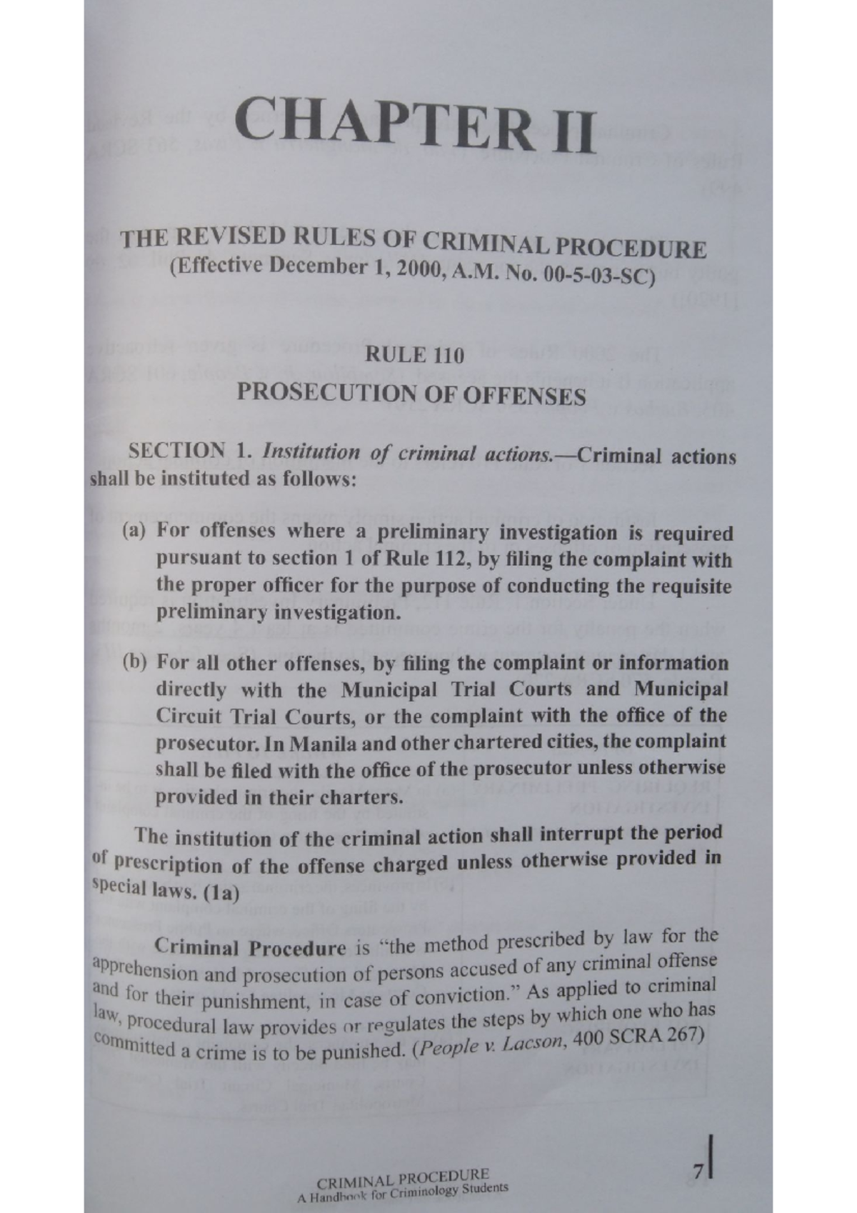 CLJ 6 Criminal Procedure - Criminal Justice - Studocu