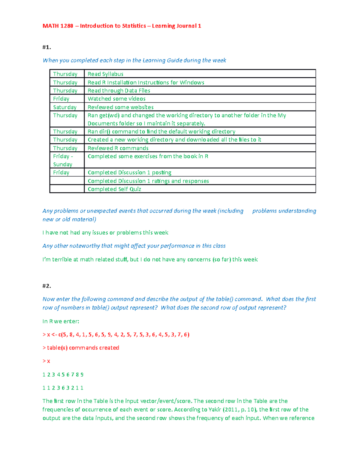 Math 1280 Journal 1 Math 1280 Introduction To Statistics