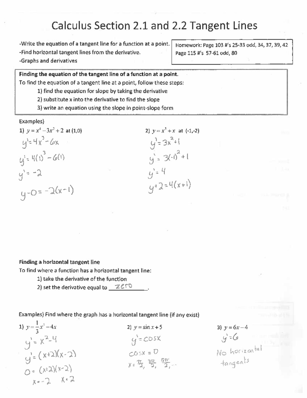 Calculus-Tangent Lines - MATH-M 211 - Studocu