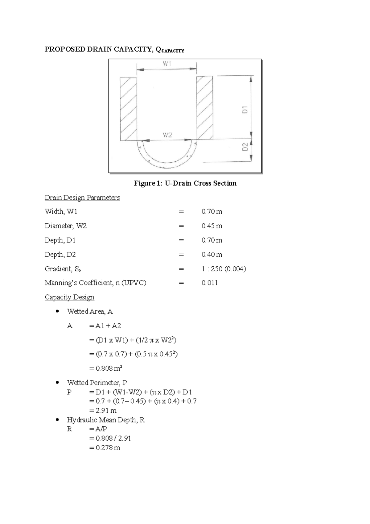 Proposed Drain Capacity (Must Include Cover) - PROPOSED DRAIN CAPACITY ...