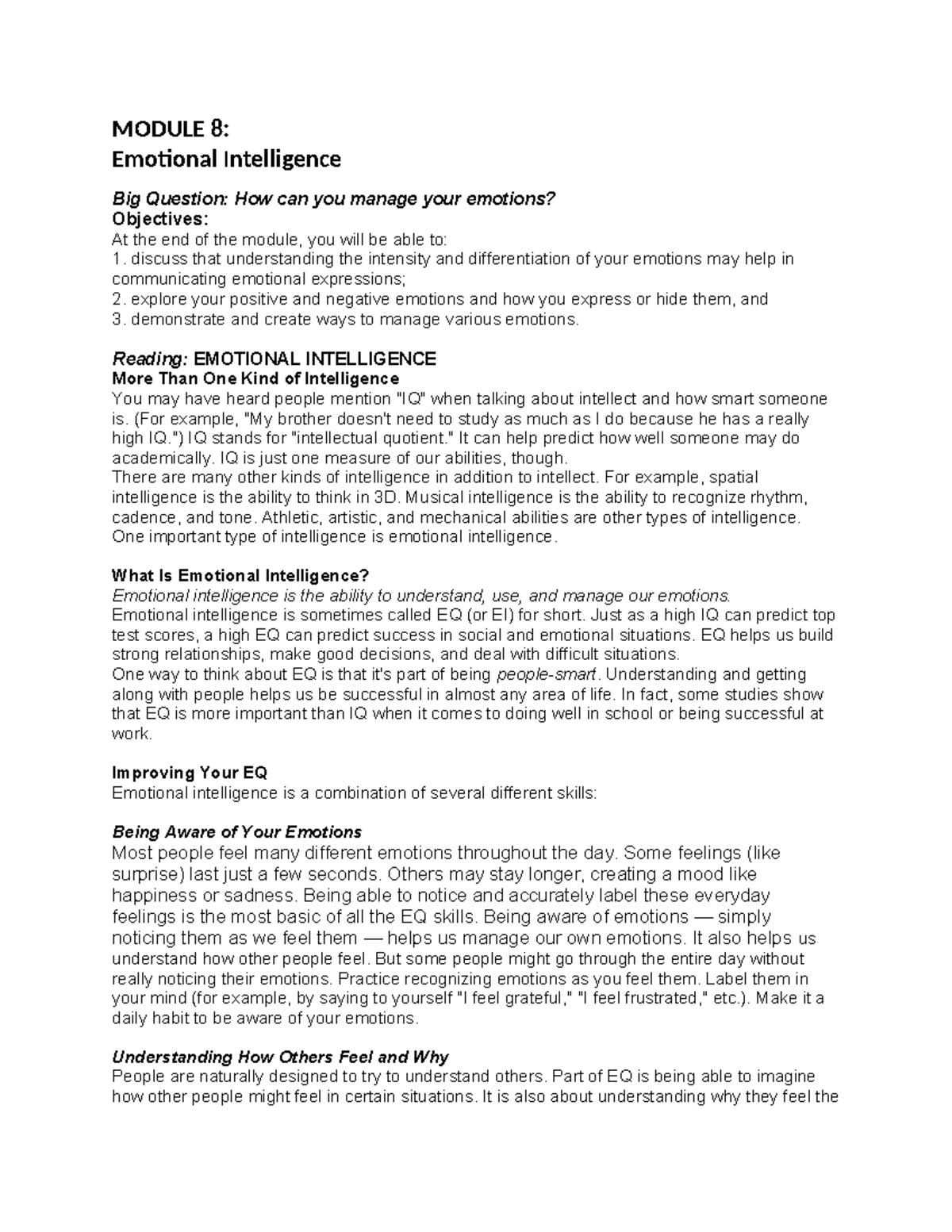 Module-Emotional-Intelligence - MODULE 8: Emotional Intelligence Big ...
