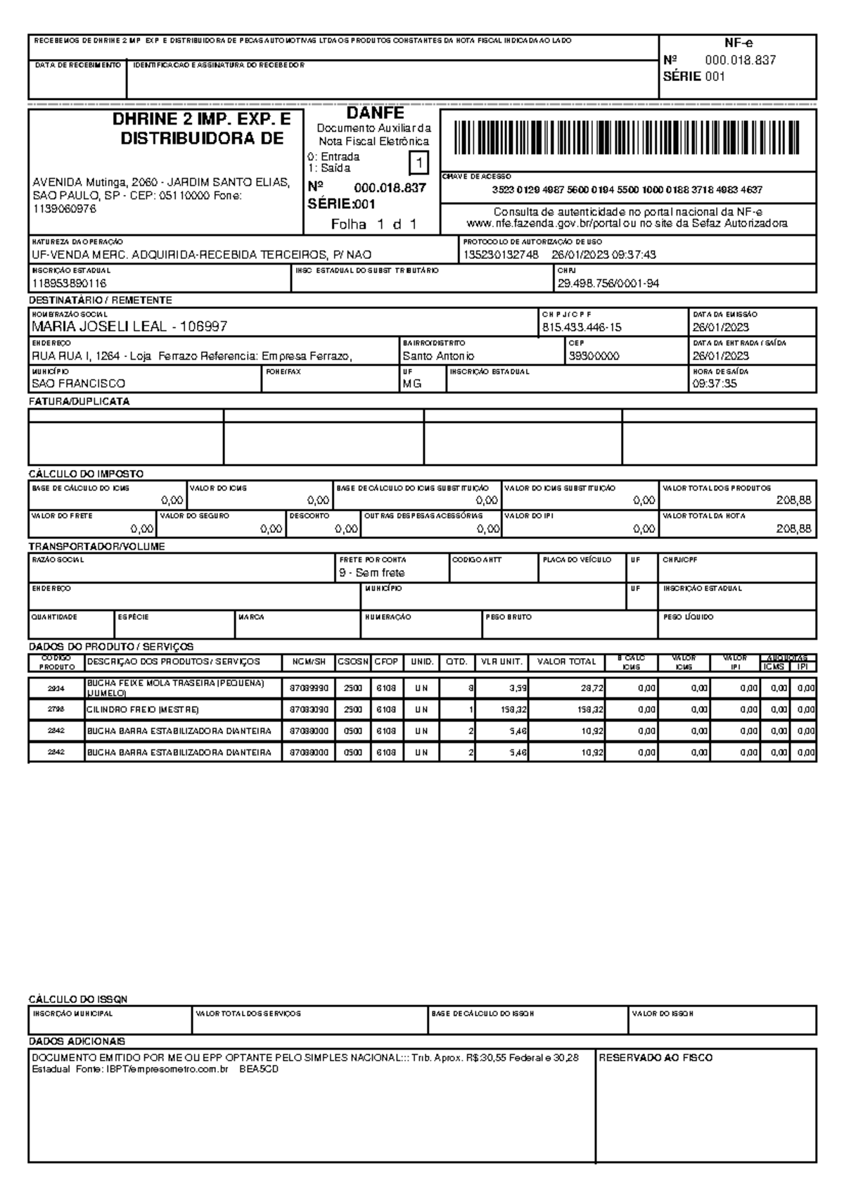 2000 004993776836 - MATERIAL COMPLETO PARA PORTFOLIOS - NF-e Nº SÉRIE ...