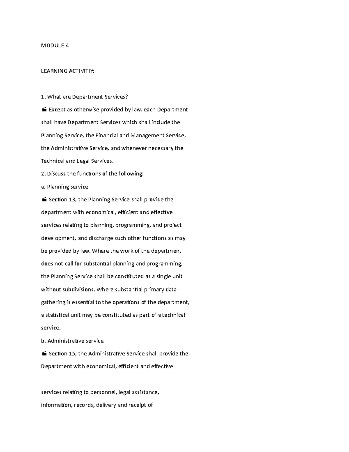 Module 4 - Answer - MODULE 4 LEARNING ACTIVITIY: What are Department ...