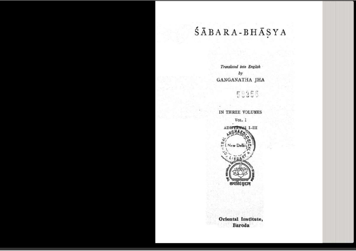 Sabarabasya - Text of Indian Philosophy - Philosophy Honours - Studocu